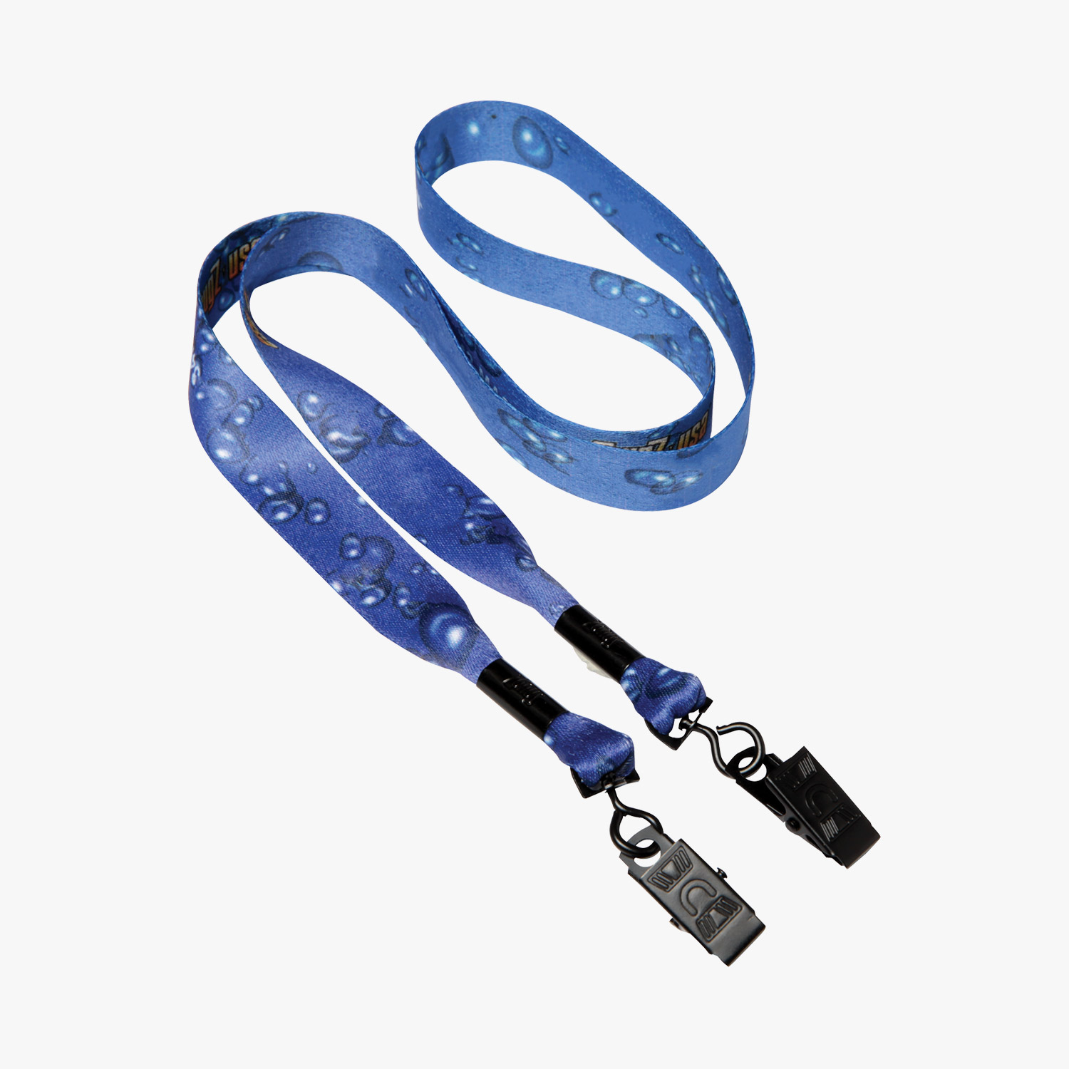 3/4 Full Color Lanyard w/Double Bulldog Clip, LY-102WDB - Marco Promos