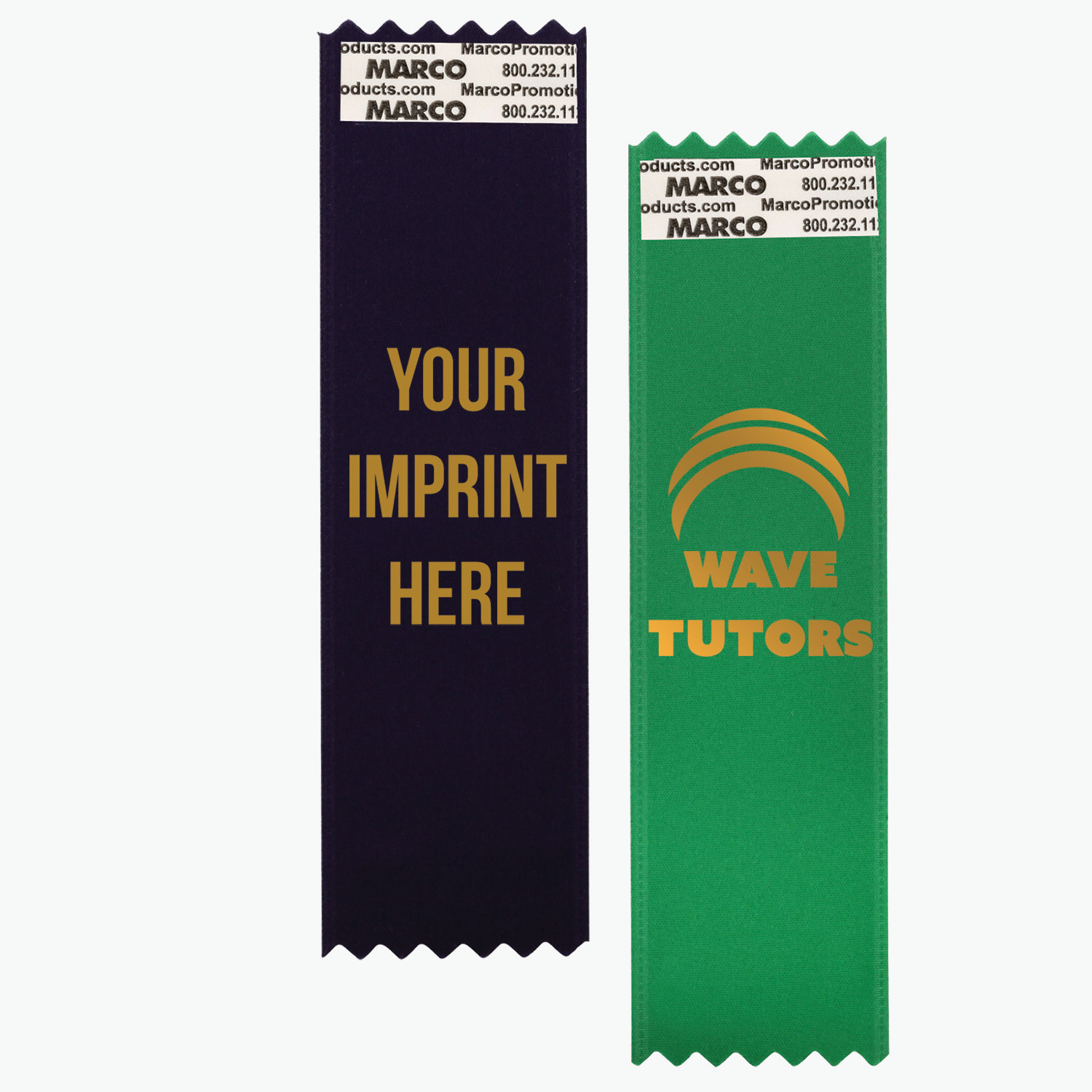 1 5/8 x 6 Vertical Ribbon - Custom Title, V1-CUSTOM - Marco Promos