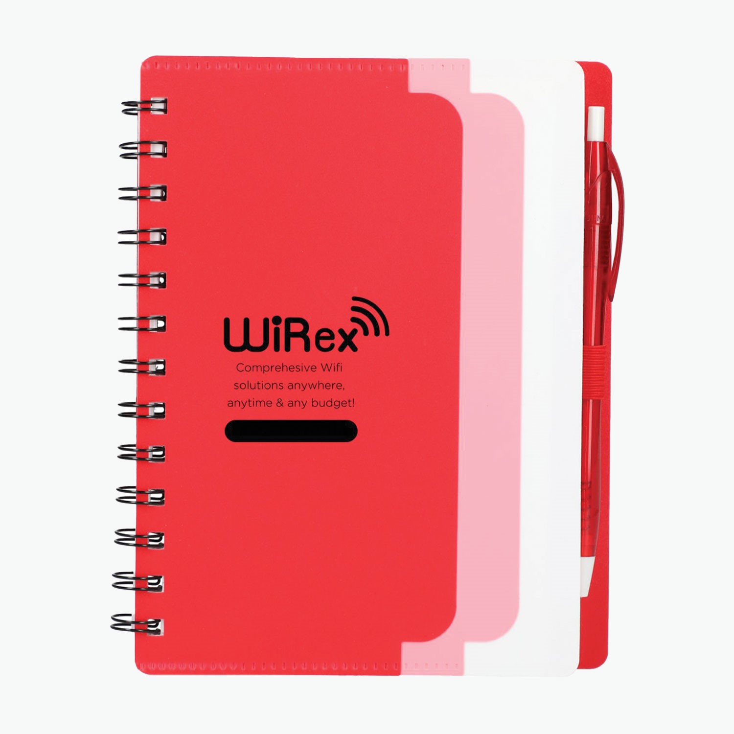 5 x 7 Recycled Stand Out Dual Pocket Spiral Notebook with Pen | Marco ...