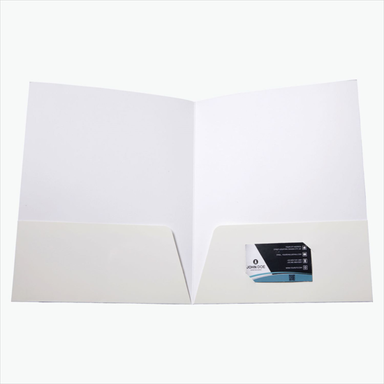 White Presentation Folder - Blank - Business Card Slits | Marco Promos