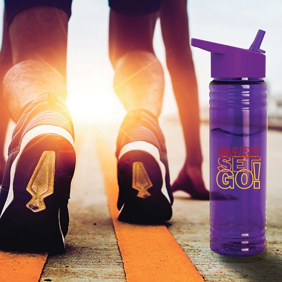 24 oz Slim Fit Water Bottle with Flip Straw Lid | Marco Promos