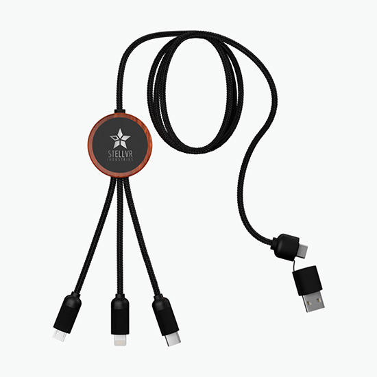 Light-Up Logo Bamboo 5-in-1 Charging Cable | Marco Promos