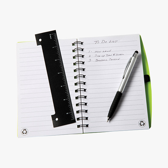 5 x 7 Ruler Notebook with Flags and Stylus Pen, WP-18008 - Marco Promos